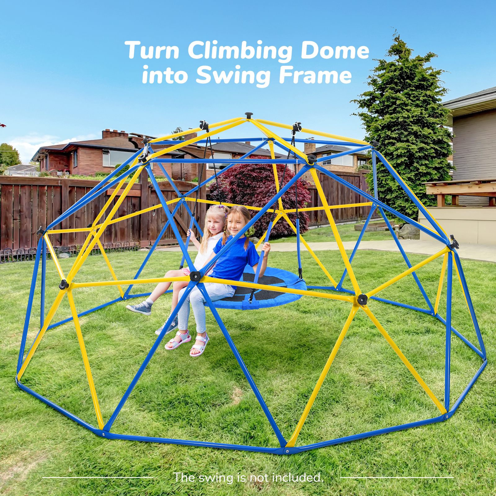 Jugader 10FT Climbing Dome with Upgraded Hammock, Jungle Gym for Kids 3 ...