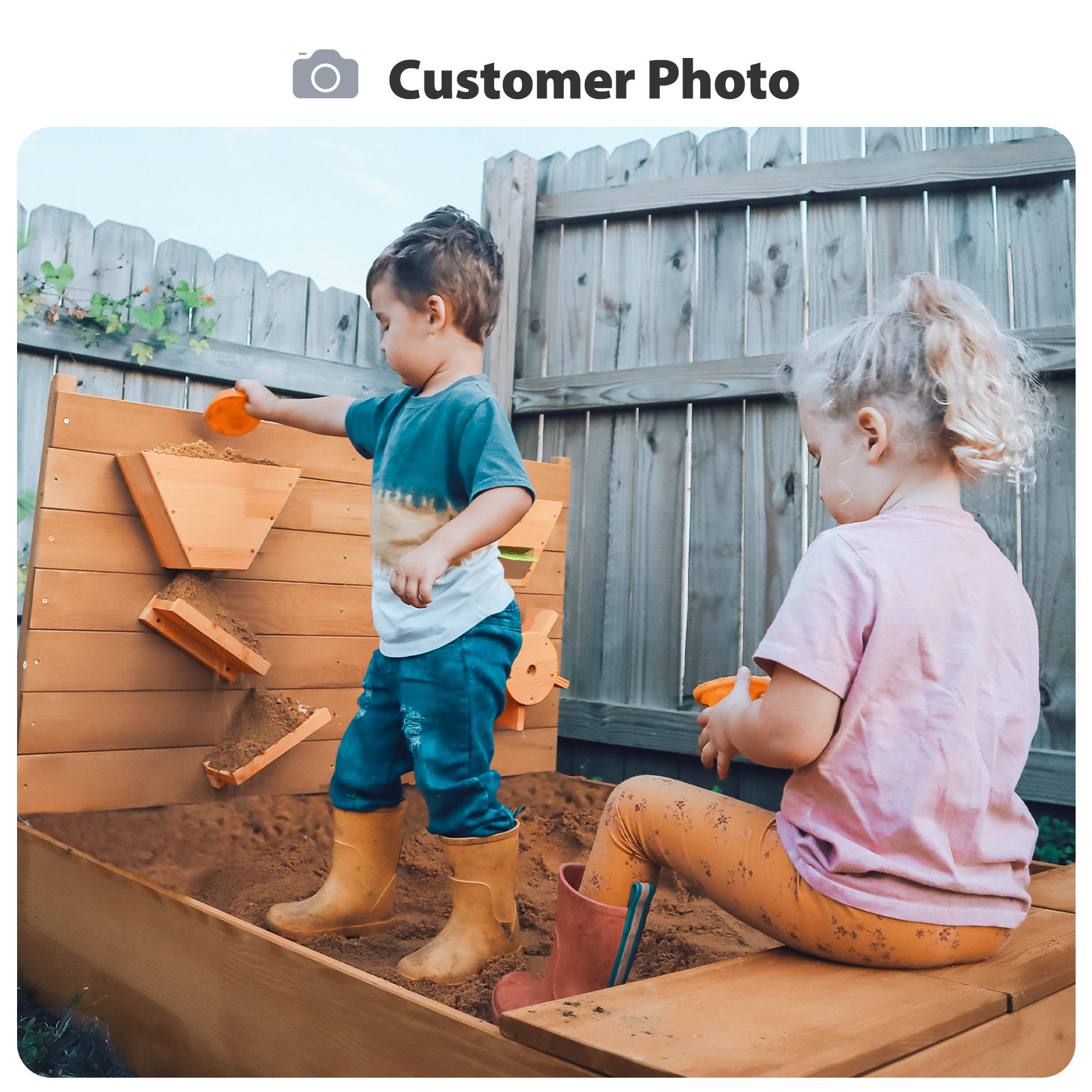 Jugader Sandbox with Cover, Sand Wall, Sand Box with Bench Lid for Kids ...